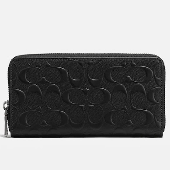 Coach | Bags | Nwt Coach Accordion Wallet In Signature Leather Black ...